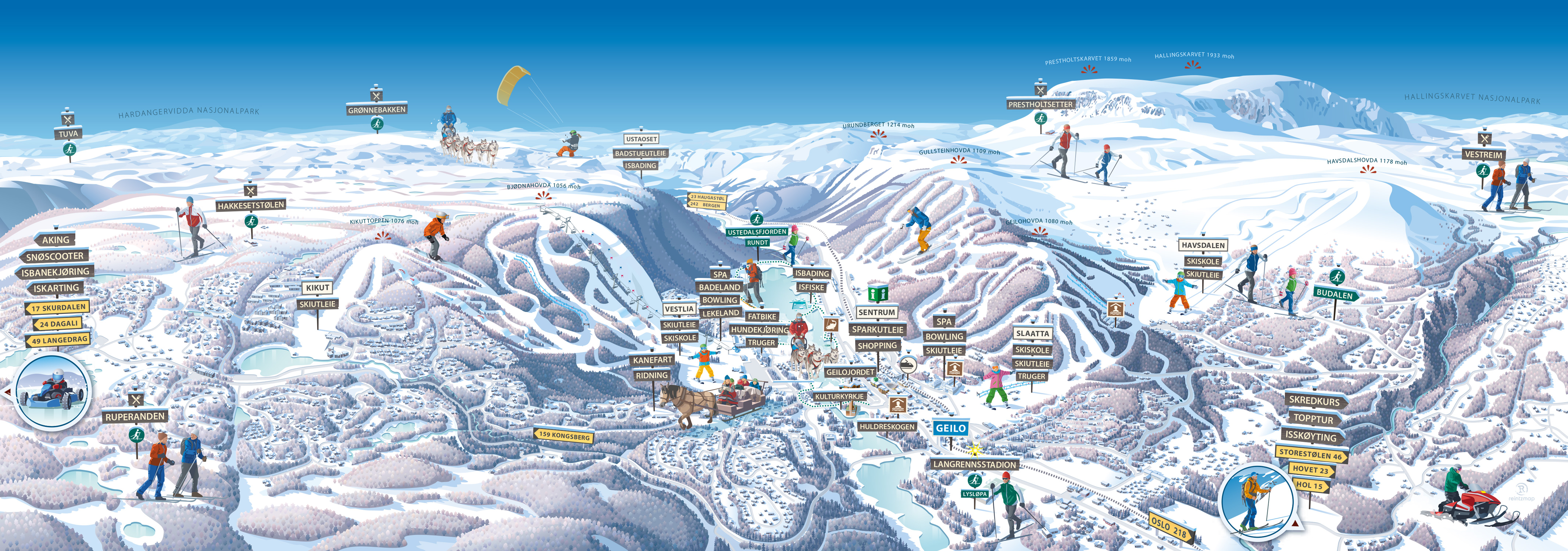 Maps and areas of Geilo | SkiGeilo